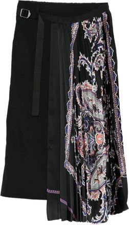 sacai Femme, Jupes, Noir, Taille: 40 FR Midi Skirts