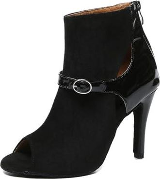 Minitoo Sandales de danse latine pour femme - Chaussures de danse - Bottes de soirée, L644 Noir 9 Talon 8 cm, 35.5 EU