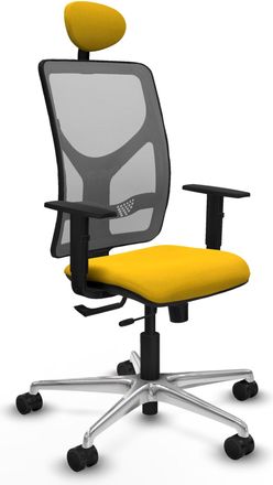 Piqueras y Crespo Schreibtischstuhl mit Armlehnen, h&ouml;henverstellbare Lendenwirbelst&uuml;tze und festes Kopfteil, ausgestattet mit Syncro/Traslack und Schneideschaum, Grau/G