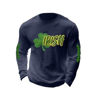 Generic T-shirt &agrave; manches longues pour homme, col rond, l&eacute;ger et respirant, confortable, doux au toucher, bleu marine, 4XL