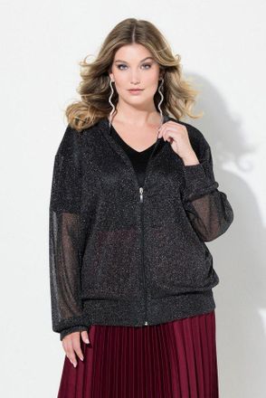 Miamoda Kurzjacke Blouson Mesh mit Glitzer Langarm