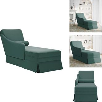 vidaXL Chaiselongue mit Nackenrolle Rechter Armlehne Dunkelgrün Samt - Chaiselongue - Chaiselongues - Recamiere - Lounge