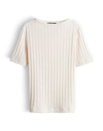someday Kurzarmshirt Ketlina aus Rippjersey Funnel Neck und Halbarm f&uuml;r cleane Looks