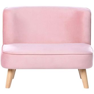 Beliani Kindersofa RISBY Samtstoff Rosa