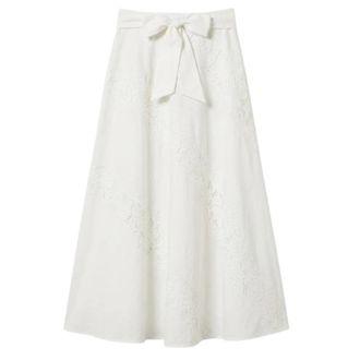 Twinset Spitzenbesatz Schleife Midi Rock - - Skirts - Damen - Wei&szlig; - L
