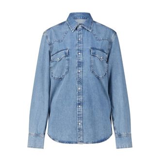AG - Adriano Goldschmied Overshirt im Denim-Stil mit Druckkn&ouml;pfen - - Blouses & Shirts - Damen - Blau - M