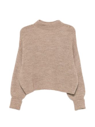 Closed Ribbed Knit Crewneck Sweater - Beige
