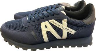 A|X Armani Exchange 169 Male Openwork Side, Contrast Logo, Microsuede Inserts Sneaker Blue 41