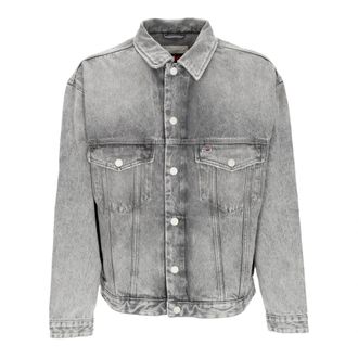 Tommy Hilfiger Schwarze Oversized Trucker Denim Jacke - - Jackets - Herren - Grau - XS