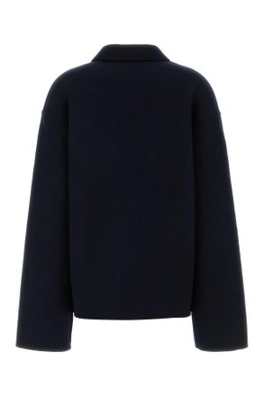 Extreme Cashmere Womens Navy Blue Wool Blend Maker Coat Exterior: Cashmere Cappotti