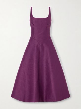 Emilia Wickstead Robe Midi En Satin Textur&eacute; Letisha - Violet