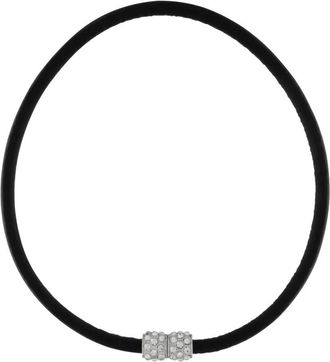 Dansk Copenhagen Kristall-Lederhalskette mit magnetischem Verschluss - - Accessories - Damen - Schwarzk - ONE SIZE