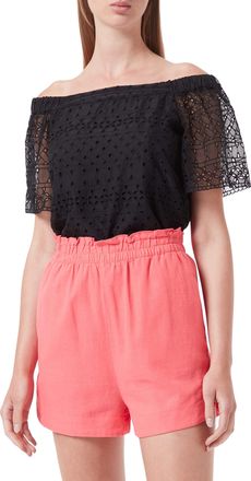 Only Womens ONLCARO HW PB Linen Blend PNT Shorts, Calypso Coral, XS