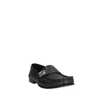Fendi Mens Black Calfskin Slip-On Loafers