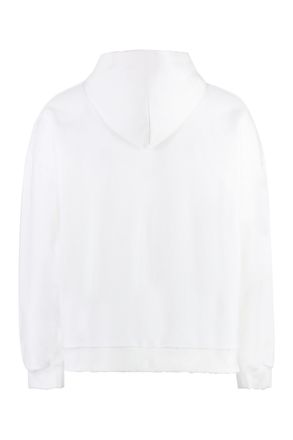 Palm Angels Mens Full-Zip Cotton Hoodie White Top
