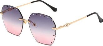 Generic Lunettes de soleil tendance en métal pour femme 2025 avec diamants Lunettes de soleil décoratives pour vacances en plein air (couleur : B, taille : mo