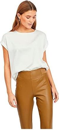 Vila Vila Viellette S/S Satin Top/Su-Noos T-Shirt, Blanche-Neige, 36 EU Femme