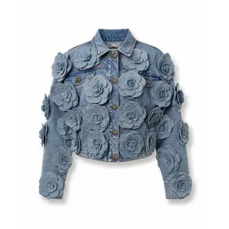 Philipp Plein Femme, Vestes, Bleu, Taille: 40 FR Denim Jacket Roses