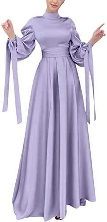Generic Robes amincissantes caftan Abaya pour femmes solides musulmanes d&eacute;contract&eacute;es manches arabes 2026, violet, XXL