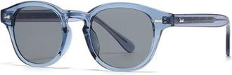 Generic Lunettes de soleil de luxe rondes punk rétro Rivets Uv400, bleu/gris, Taille unique