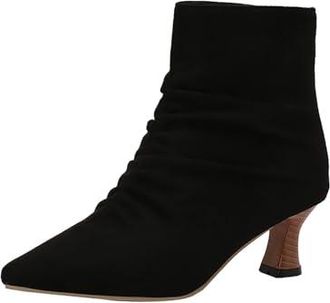 Generic Bottines &agrave; talons hauts pour femme - Bottes courtes en daim synth&eacute;tique avec bout pointu &eacute;l&eacute;gant et silhouette &eacute;l&eacute;gante, design l&eacute;ger pour r&eacute;duire la 