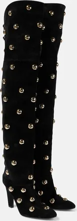 Chloé Chloé Verzierte Overknee-Stiefel Eve 85 aus Veloursleder