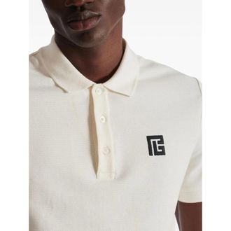 Balmain Organic Cotton Embroidered Polo - White