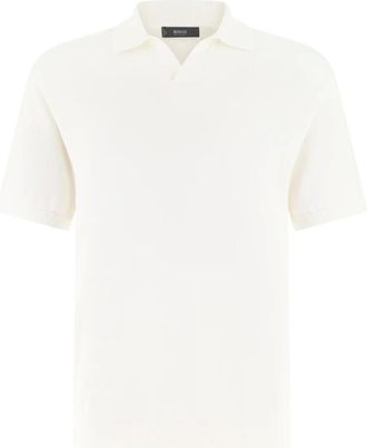 Boggi Milano Homme, Tops, Blanc, Taille: 2XL Polo Tricot &agrave; Col Ouvert