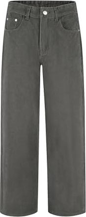 Generic Jean pour homme Coupe droite classique Pantalon vintage uni l&eacute;ger et confortable avec poches Pantalon en jean basique d&eacute;contract&eacute; tendance, gris, 3XL