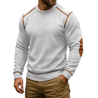 Generico Sweat-shirt pour homme sans capuche, pull de travail pour homme avec col rond, pulls unis, cool sweatshirts &eacute;l&eacute;gants et ajust&eacute;s, blanc, 5X-Large