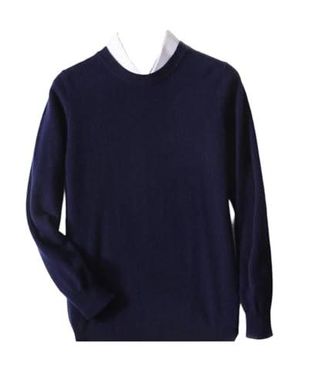 Generic Pull rétro à manches longues et col rond en cachemire pour homme, noir foncé, XL