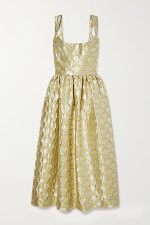 Markarian Apple Midikeid Aus Metallic-brokat Mit Blumenprint - Gelb