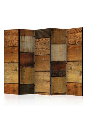 Artgeist Paravent, Braun, Cognac, Holz, Textil, Kiefer, massiv, Holzoptik, 225x172x3 cm, Motiv auf Vorderseite, Wohnzimmer, Raumteiler & Paravents, Paravents