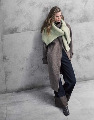 Arket Manteau mi-long oversize en laine et alpaga - Marron taupe fonc&eacute;-Brown