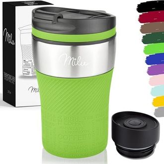 Milu Mug Isotherme Etanche 210mL I Thermo Caf&eacute;-Th&eacute; I Tasse isol&eacute;e pour caf&eacute; et th&eacute; &agrave; emporter, Double Paroi Isol&eacute;e sous Vide, Acier Inoxydable I Tasse de V