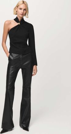 Mango Blouse asym&eacute;trique d&eacute;tail m&eacute;tallique noir - Femme - S - MANGO