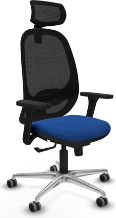 Piqueras y Crespo Computerstuhl mit 3D-Armen, h&ouml;henverstellbare Lendenwirbelst&uuml;tze und h&ouml;henverstellbares Kopfteil, Schwarz / Blau