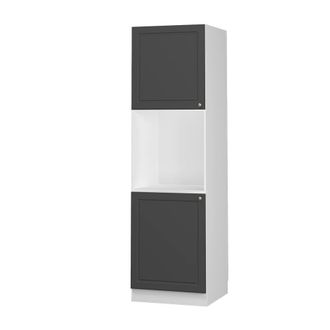 Vicco Herdumbauschrank Fame-Line, Herdschrank, Anthrazit-Gold/Weiß, 60 cm offen