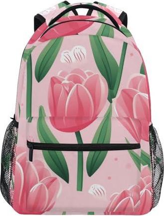 Generic Tulipes Roses Cartables Scolaires Unisexe Sac &Agrave; Dos L&eacute;ger Sacs A Dos Pour Quotidienne Homme Femme 29X40Cm