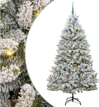 vidaXL K&uuml;nstlicher Weihnachtsbaum Gr&uuml;n und Wei&szlig; 210 cm PVC und Metall vidaXL