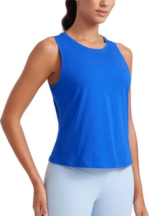 CRZ YOGA Damen Pima Baumwolle &Auml;rmelloses Locker Tank Tops &Uuml;bung Gym Yoga Tops Athletische Shirts Starkes Blau 38