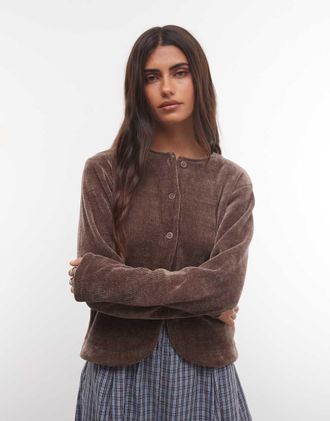 adidas Originals Chenille-Cardigan in Braun