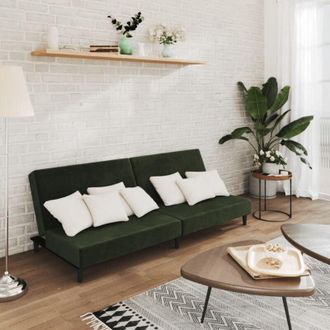 vidaXL Canap&eacute;-lit &agrave; 2 places vert fonc&eacute; velours vidaXL40443