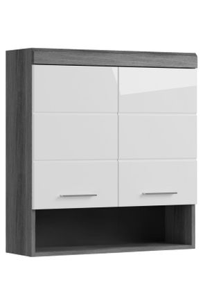 MID.YOU Mid.you H&auml;ngeschrank Scout, Anthrazit, Grau, Wei&szlig; Hochglanz, Holzwerkstoff, 2 F&auml;cher, 74x79x24 cm, FSC MIX, h&auml;ngend, Badezimmer, Badezimmerschr&auml;nke, H