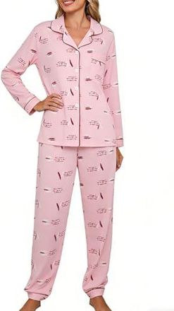 Minetom Ensembles de Pyjama Femme 2 Pi&egrave;ces Bouton V&ecirc;tements de Nuit &Agrave; Carreaux Manches Longues Col V Chemise et Pantalon Style Y13 38