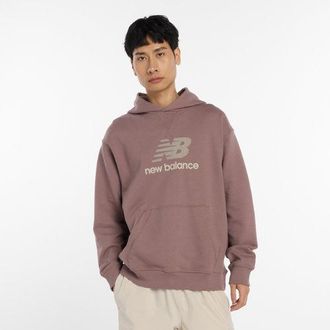 New Balance Homme Athletics French Terry Logo Hoodie en Marron, Coton, Taille XL