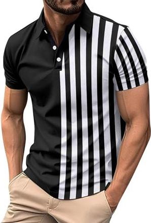 Generic T-shirt d&eacute;contract&eacute; &agrave; rayures pour homme - &Agrave; manches courtes - Couleur claire - Pour entra&icirc;nement int&eacute;rieur et ext&eacute;rieur, Noir, XXL