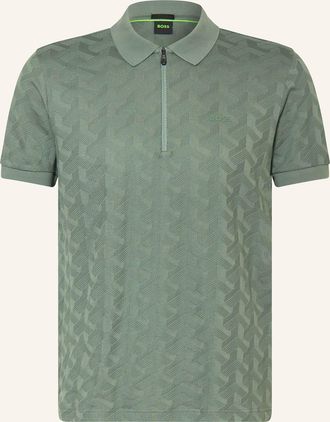 HUGO BOSS Strick-Poloshirt Mirror gruen