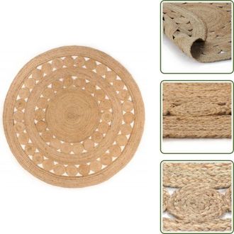 vidaXL Teppich Geflochten Jute 180 cm Rund - Naturfaser Teppich - Jute Teppich - Runder Teppich - Wohnaccessoire - Dekorative Matten