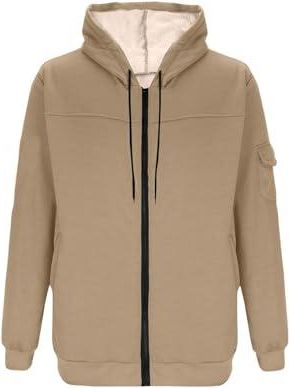 Generic Sweat &agrave; capuche en polaire chaude pour homme - Avec fermeture &eacute;clair sur toute la longueur - Pour les loisirs - Veste de sport &agrave; manches longues, kaki